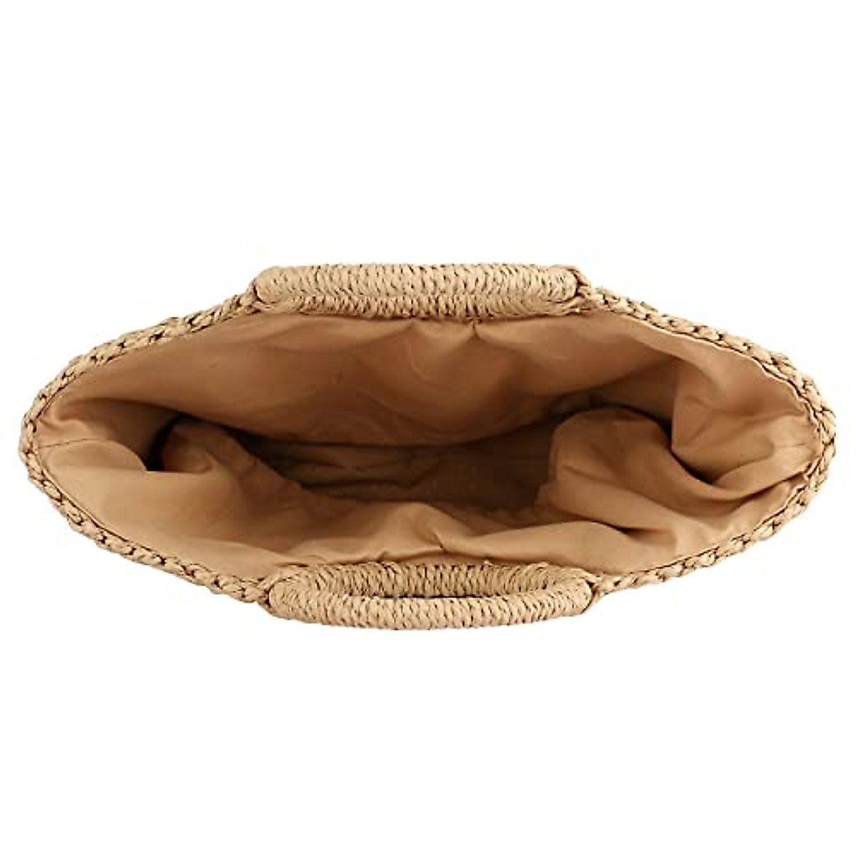 EROUGE Natural Chic Straw Bag Hand Woven Round Handle Handbags Retro Summer Beach Bag Beach Bag (Coyote brown)…