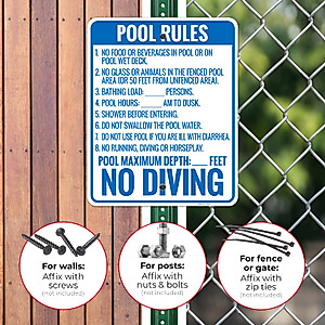Florida Pool Rules No Diving Sign, Complies with State of Florida Pool Safety Code, 24x30 Inches, Rust Free .063 Aluminum, Fade Resistant, Made in USA by Sigo Signs
