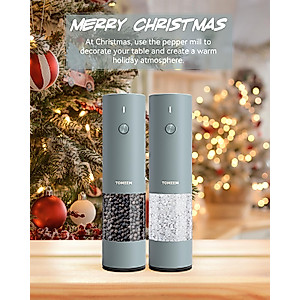 Upgraded Larger Capacity: Electric Salt and Pepper Grinder Set Rechargeable with LED lights, Stainless Steel Automatic Pepper and Salt Grinder Refillable with 6 Adjustable Coarseness