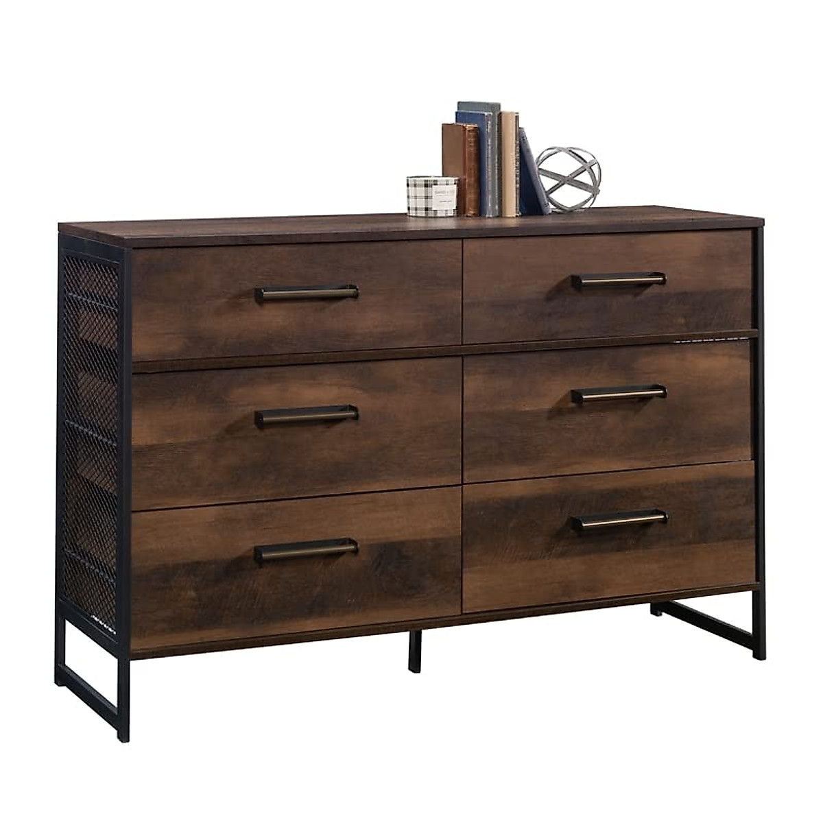 Sauder Briarbrook Engineered Wood/Metal 6-Drawer Dresser in Barrel Oak