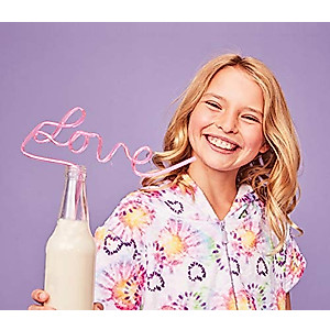 iscream Super Sized Super Silly Set of 3 Word Shaped Drinking Straws - Yum, Love and Happy