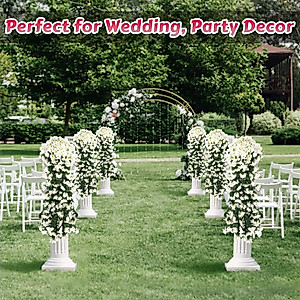 AUKUZI Artificial Hanging Flowers for Outdoor, 2 Pack Violet Ivy Fake Hanging Plant & Flowers for Home Wedding Garden Yard Hanging Baskets Wisteria Garland Orchid Bunch Decoration(Rose Red)