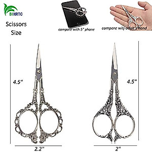 BIHRTC Scissors 4.5 Inch Small Sewing Scissors Plum Blossom Scissors and European Style Scissors Stainless Steel Shears for Cross Stitch Cutting Embroidery Sewing Handcraft Craft Silver Scissors