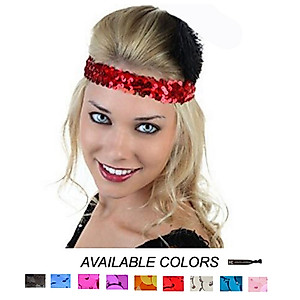 Kenz Laurenz Sequin Headbands Elastic Stretchy Headband for Girls Kids Women Flapper Roaring 20s Great Gatsby 1920s Hair Band Cute Princess Head Bands (Gold)