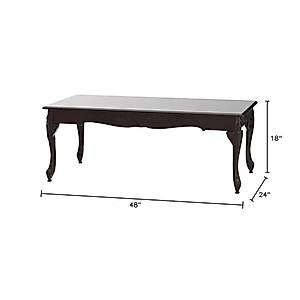 Roundhill Furniture Traditional Ornate Detailing Wood Coffee Table, Dark Cherry