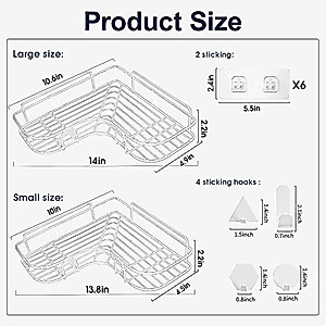 Huryfox Corner Shower Caddy Bathroom Organizer Shower Shelf with Hooks, Adhesive Shower Shelves, Wall Mounted Shampoo Holder, 2 Pack Shower Racks for Inside Shower, White