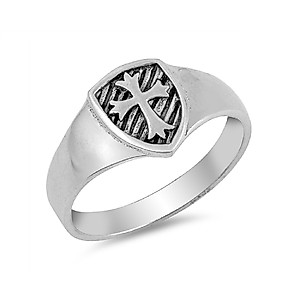 CloseoutWarehouse 925 Sterling Silver Medieval Cross Plain Band Ring Size 5