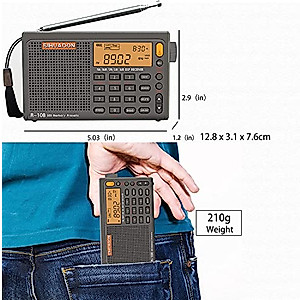 SIHUADON R108 Shortwave AM FM Radio LW MW AIR Band DSP Full Band Portable Radio Battery Operated with Sleep Timer Alarm Clock 500 Memories preset Stations for Family by RADIWOW (Grey)