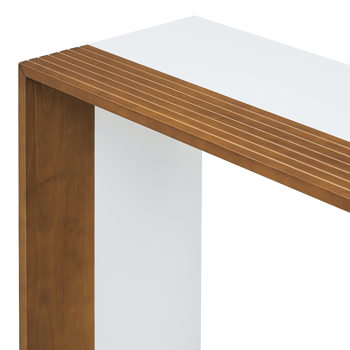 Color-Blocked Console Table, Modern Minimalist Style Sofa Table for Entrance, Hallwayand Living Room, White and Brown