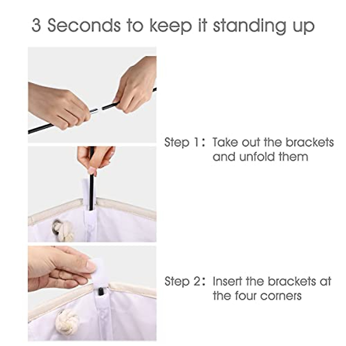 DYD Laundry Basket with Handles & Brackets Large Hamper for Kid Girl Collapsible Washing Bin Built-in Lining for Bedroom Dorm Toy Clothing Storage