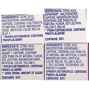 Crystal Light With Caffeine Variety Pack, 1 peach mango, 1 Citrus, 1 Wild strawberry, 1 Grape, 4 ct.