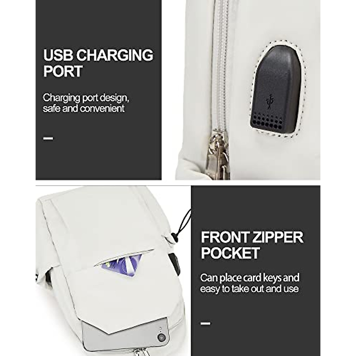 SEAFEW Tactical Backpacks Small Sling Bag Crossbody Backpack Shoulder Bag for Men Women, Multipurpose Anti-Theft Cross Body Chest Bags, One Strap Backpack for Walking Biking Travel Cycling White