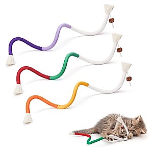 Potaroma Cat Toys Chew Ropes 3Pcs with Refillable Natural Catnip, Safe Teeth Cleaning Toy for Indoor Kittens, Interactive Cat Nip Kitty Toys for All Breeds 19.5 Inches