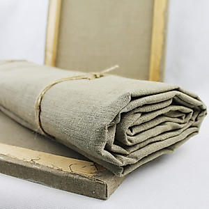 Art Natural Linen Canvas Roll 87" Wide X 5 ft - Plain Unprimed Canvas Fabric for Painting - Raw Linen Canvas Rolled