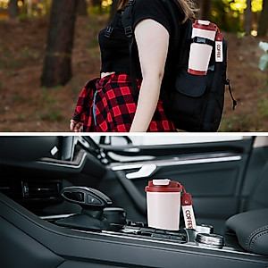 LATTPLYN Travel Coffee Mug, 18 oz Insulated Coffee Cup with Lid, Leakproof Stainless Steel Double-Wall Insulation Coffee Tumbler Cup For Hot/Ice Coffee Tea Vacuum Thermal Thermos(Beige+Red,18 oz)