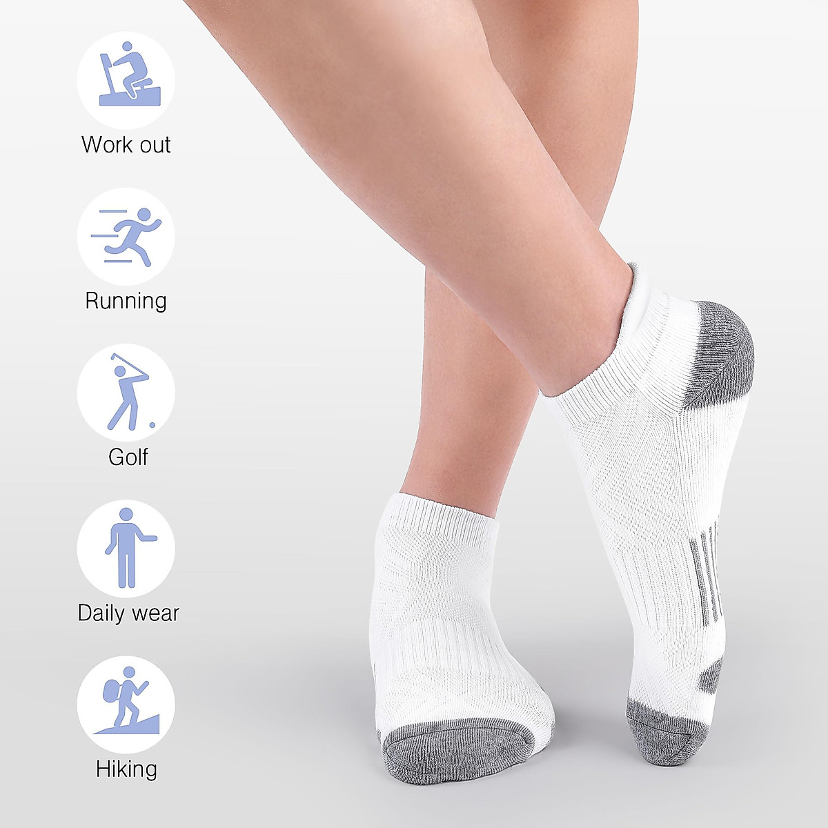 Felicigeely Ankle Athletic Running Socks Low Cut Sports Socks Breathable Cushioned Tab Socks for Men Women 6 Pairs