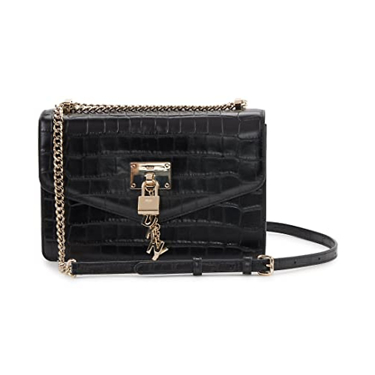 DKNY Women's Elissa Small Shoulder Bag, Black Gold