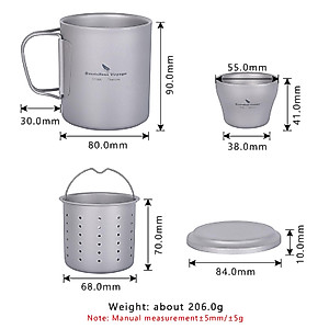 Boundless Voyage Titanium Tea Coffee Mug with Strainer Shot Glass Lightweight Double Layer Teacup for Camping Traveling Office Daily Used Ti3088D