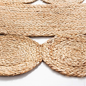 SAFAVIEH Natural Fiber Round Collection 3' Round Natural NFB308A Handmade Boho Country Charm Jute Area Rug