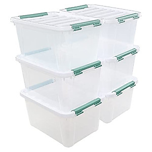 Pekky 20 Quart Clear Storage Bin with Lid, 6 Pack Plastic Latching Container Box