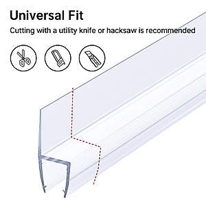 AmazerBath Shower Door Side Seal Strip (Set of 2), Frameless Glass Shower Door Seal Strip - Suitable for 3/8 Inch Glass, 78 inch