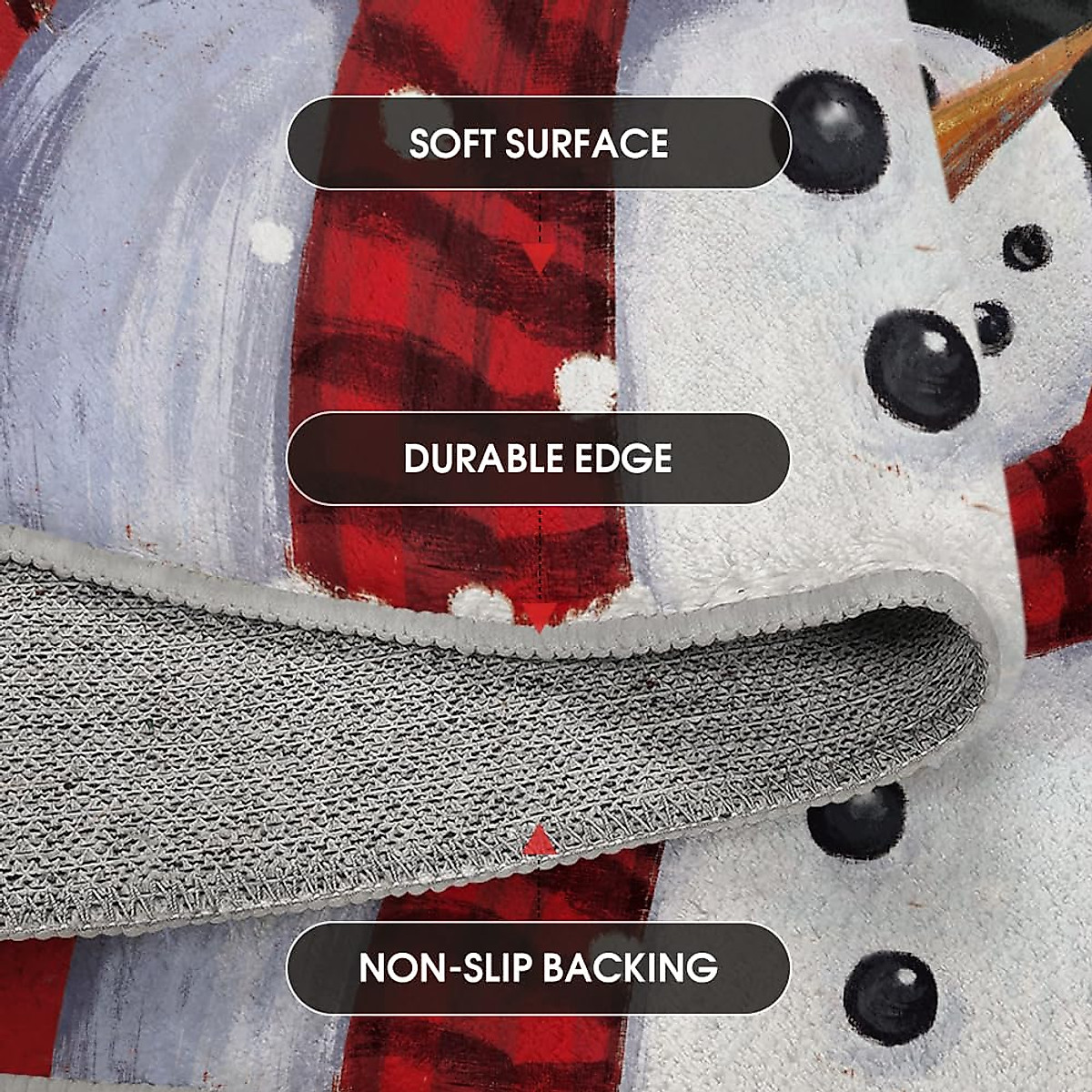 Artoid Mode Red Snowman Let It Snow Ball Christmas Area Rug, Xmas Winter Home Decor Low-Profile Washable Area Rugs for Entryway Bedroom Living Room Laundry Room Indoor 5x7 Feet