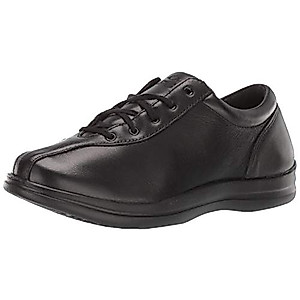 Apex Women's Liv Leather Lace-Up Black Sneaker, 8.5 X-Wide
