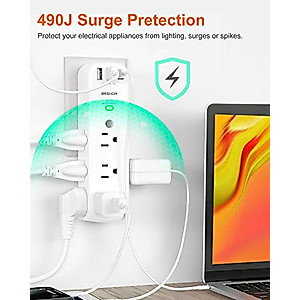 Outlet Extender, Multi Plug Outlet, 9AC Surge Protector with 3 USB Ports(1 USB C Outlet), Wall Plug Expander, USB Wall Charger Outlet Splitter, Compact for Travel, Home, Dorm Room, and Office…