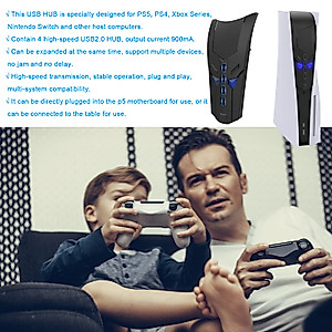 4-Port USB Hub for PS5, High-Speed USB Splitter USB 2.0 Hub USB Expander Adapter Extension for PS5/PS4/PS3, Xbox One/360, Xbox Series, Switch, PC, Tablet, Mac, Mouse, Keyboard with USB Station