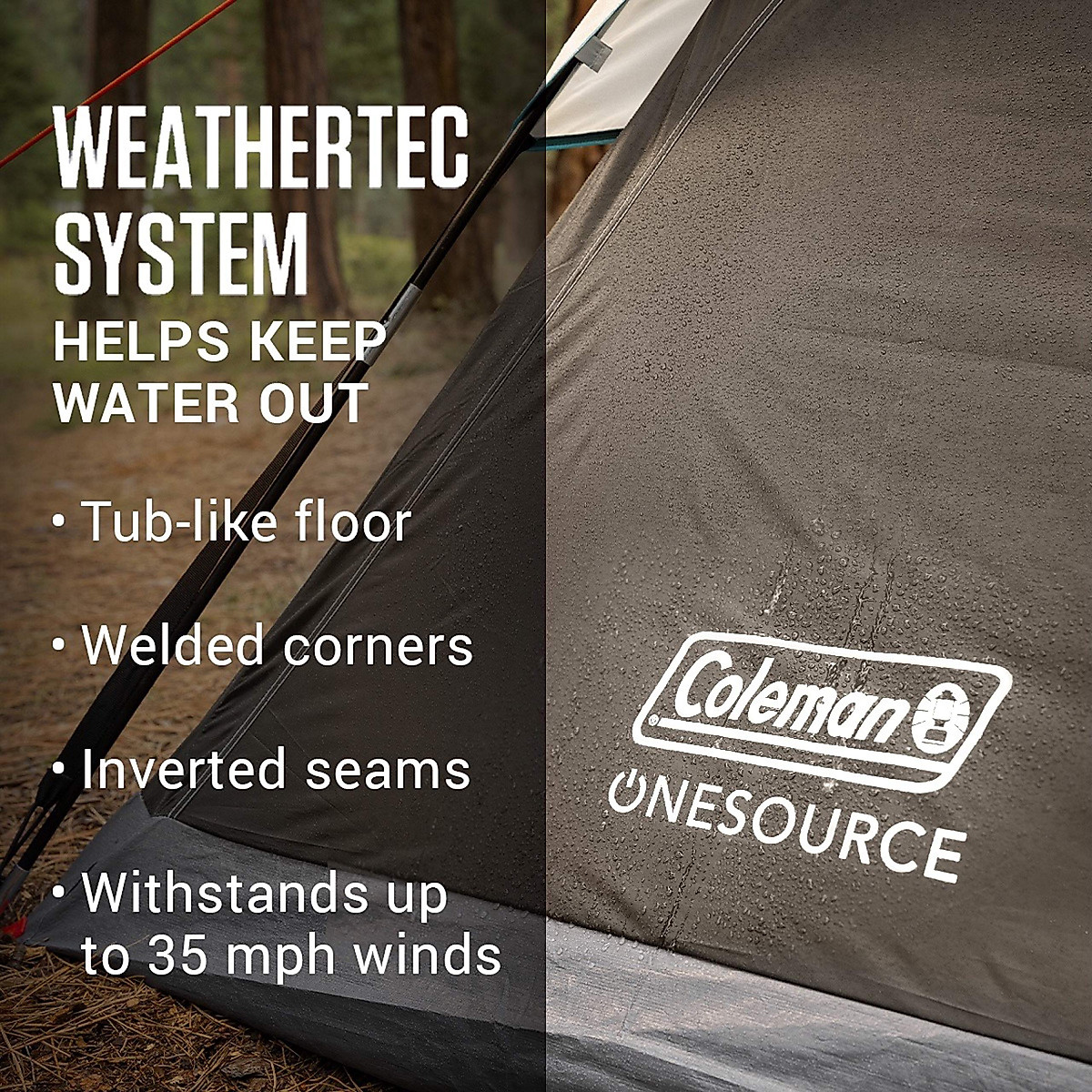 Coleman OneSource Rechargeable 4/6 Person Camping Tent with Airflow System & LED Lighting, Includes Rainfly, Tent Fan, Lights, and Interchangeable Battery Pack, Easy Setup Tent for Camping