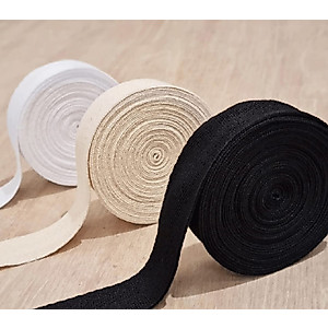 Losita 1 inch X 5 Yards Natural Cotton Twill Tape Herringbone Soft Fabric Webbing Strap Ribbon, Bias Binding for Sewing Gift Wrapping DIY Cloth Bag Holders Blanket Edge Supplies (White)