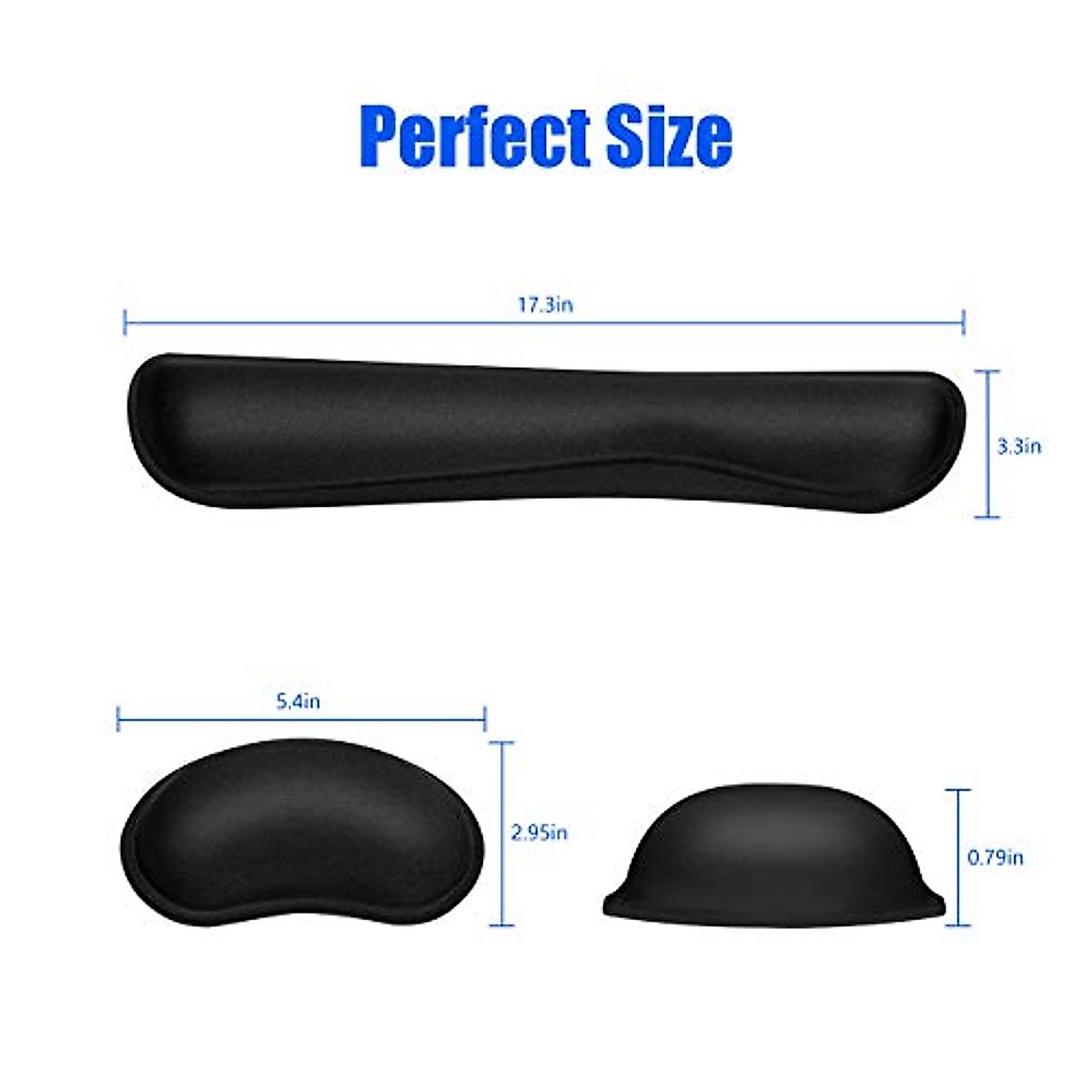 JIKIOU Upgrade Enlarge Gel Memory Foam Set Keyboard Wrist Rest Pad, Mouse Wrist Cushion Support for Office, Computer, Laptop, Mac, Comfortable, Lightweight for Easy Typing Pain Relief, Black