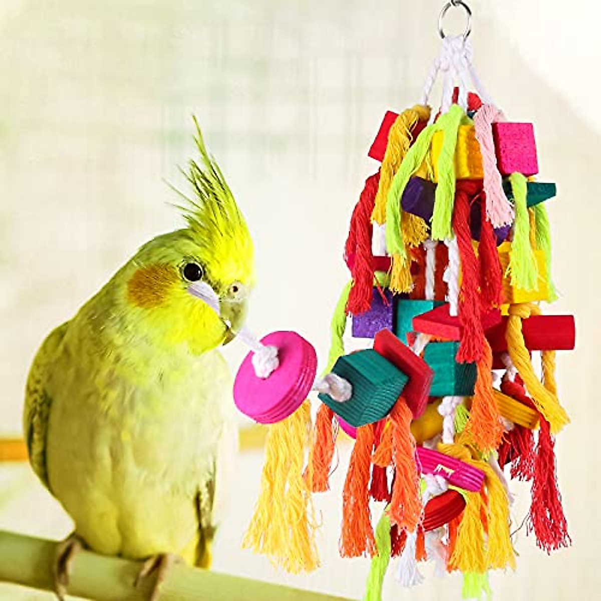 Rypet Large and Small Parrot Chewing Toys - Parrot Cage Bite Toys Wooden Block Tearing Toys for Conures Cockatiels African Grey and Other Amazon Parrots