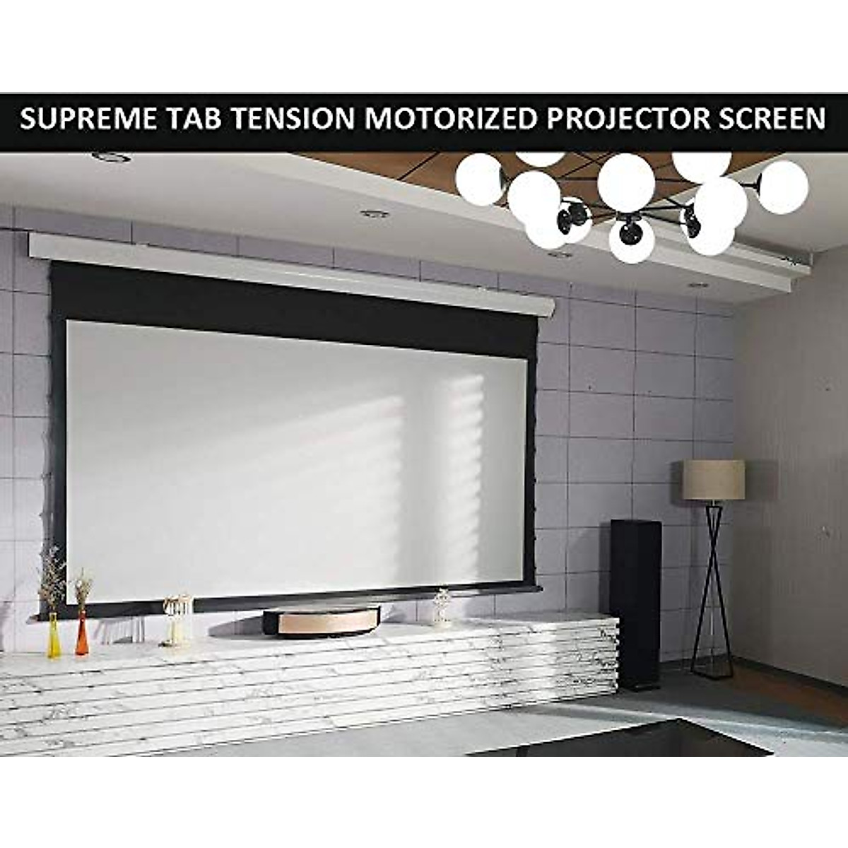 FMOGE 16:9 4k Motorized Tensioned Projector Screen Black Crystal ALR Projection Screen for Your Home Theater (Size : 133 inch)