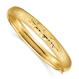 IceCarats 14K Yellow Gold 7.90mm Oversize Florentine Hinged Bangle Bracelet