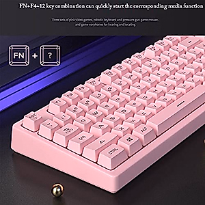 KECOP Baby Pink USB Wire Keyboard with Rainbow LED Backlight Full 104 keys Water-Resistant Mechanical Feeling Game Keyboard for Desktop, Computer, PC (Baby Pink)