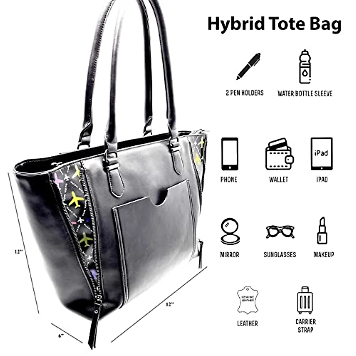 StayFly Aviation Handbag for Women – Leather Women's Handbag with Airplane Print – Large Storage Capacity – Stylish Women Bag for Travel, Flight