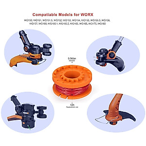 Line String Trimmer Replacement Spool，10ft 0.065" Replacement Autofeed Edger Spool Compatible with Worx WG180 WG163 WG175 WA0010 (13 Pack) Weed Eater String,Weed Wacker Spool Replacement Parts