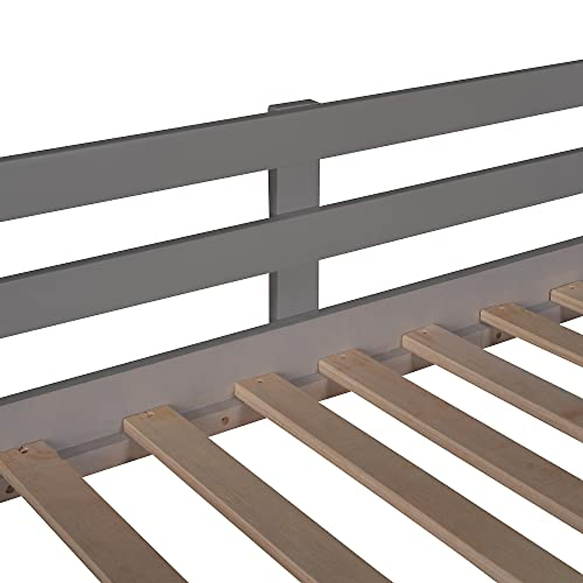 LostCat Twin Size Loft Bed with Slide, House Shaped Solid Pine Wood Bed Frame with Safety Guardrail & Ladder, No Box Spring Needed, Save Space Design for Kids, Teens, Girls, Boys, Grey