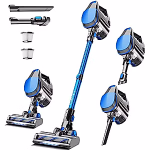 FABULETTA Cordless Vacuum Cleaner, 25 kpa Stick Vacuum 6 in 1 Set with 8 x 2500mAh Large Battery, Max 50 min Runtime, 250W Brushless Motor Handheld Vacuum Cleaner for Hard Floor Carpet Pet Hair