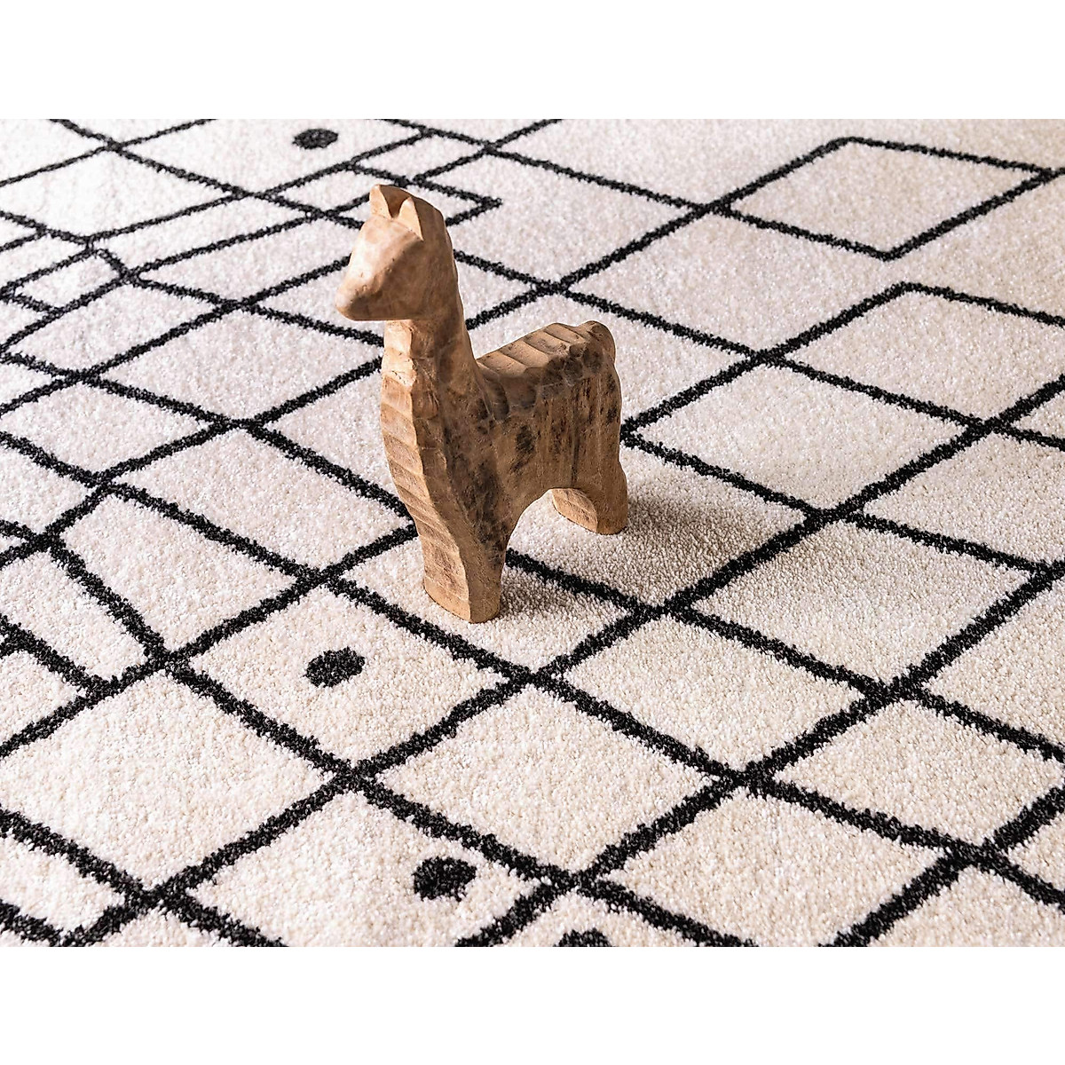 Unique Loom Fez Collection Tribal, Moroccan, Bohemian Area Rug, 3' 3" x 3' 3", Beige/Black