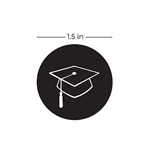 Graduation Stickers / 250 Graduate Labels / 1.5" Black and White High School College Class of 2024 Grad Cap Envelope Seals/Made in The USA