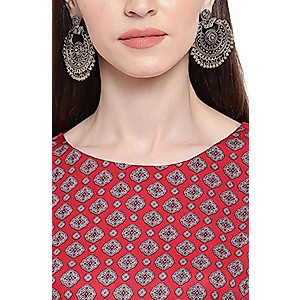 Janasya Indian Women's Maroon Poly Crepe Kurta(JNE3607-KR-XXL)