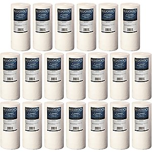 BLUONICS 4.5" x 10" Sediment Replacement Water Filters Full Case of 20-pack (5 Micron) Standard Size Whole House Cartridges for Rust, Iron, Sand, Dirt, Sediment and Undissolved Particles