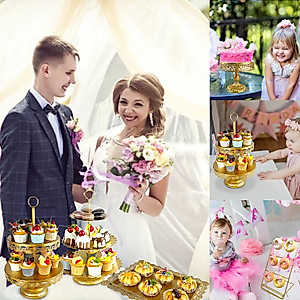 Gold Cake Stand Set-7 Pcs Gold Cupcake Stand-Gold Dessert Table Display Set Table Decoration Display Tower Plate for Baby Shower, Wedding, Birthday Party, Chrismas Celebration