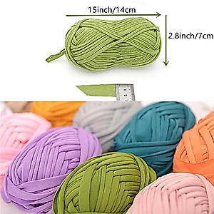 2 PCS T-Shirt Yarn Elastic Fabric Crochet Cloth Knitting Yarn, Spaghetti Yarn Fettuccini Zpagetti Ball for Hand DIY Bag Blanket Cushion Crocheting Projects,Home Decor (Creamy White)