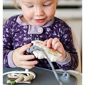 Busy Baby - Teething Toys Made of 100% Food Grade Silicone, Fun Animal Shapes for Teething Relief, Use Alone or Easily Attach Your Baby Teether to Busy Baby Mats (Sloth)