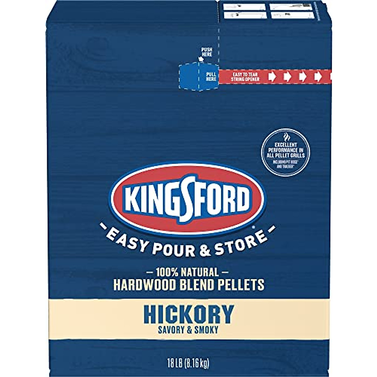 Kingsford 100% Natural Hickory Hardwood Blend Pellets - for All BBQ Grills & Smokers, 18 lbs