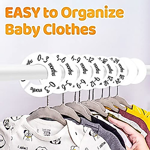 Yeeeasy Baby Closet Dividers for Clothes Durable Baby Closet Size Dividers Double-Sided Baby Clothing Organizer for Boys or Girls Easily Organize Baby Clothing, Fit 1.5’’ Rod, 8PCS