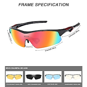 DUCO Polarized Sports Cycling Sunglasses for Men with 5 Interchangeable Lenses for Running Golf Fishing Hiking Baseball